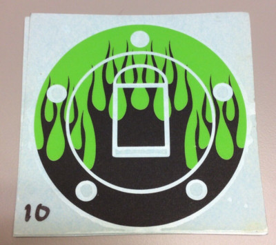 NOS KAWASAKI MOTORCYCLE GAS CAP DECALS, 5 BOLT, BLACK FLAME W/GREEN | eBay