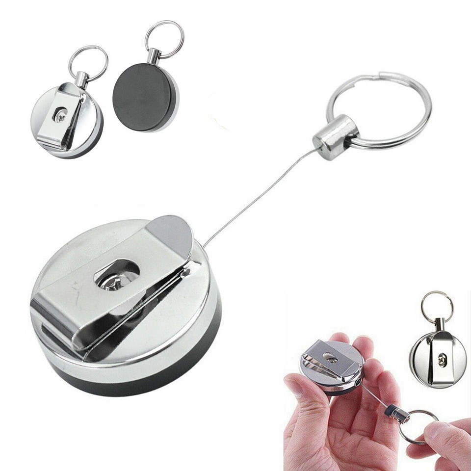 2PCS Steel Wire Rope Elastic Key Chain Retractable Anti Lost Secure Key ...