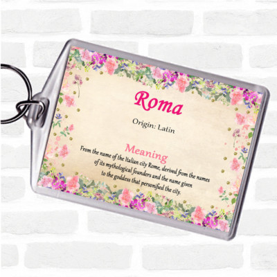 Roma Name Meaning Bag Tag Keychain Keyring Floral | eBay UK