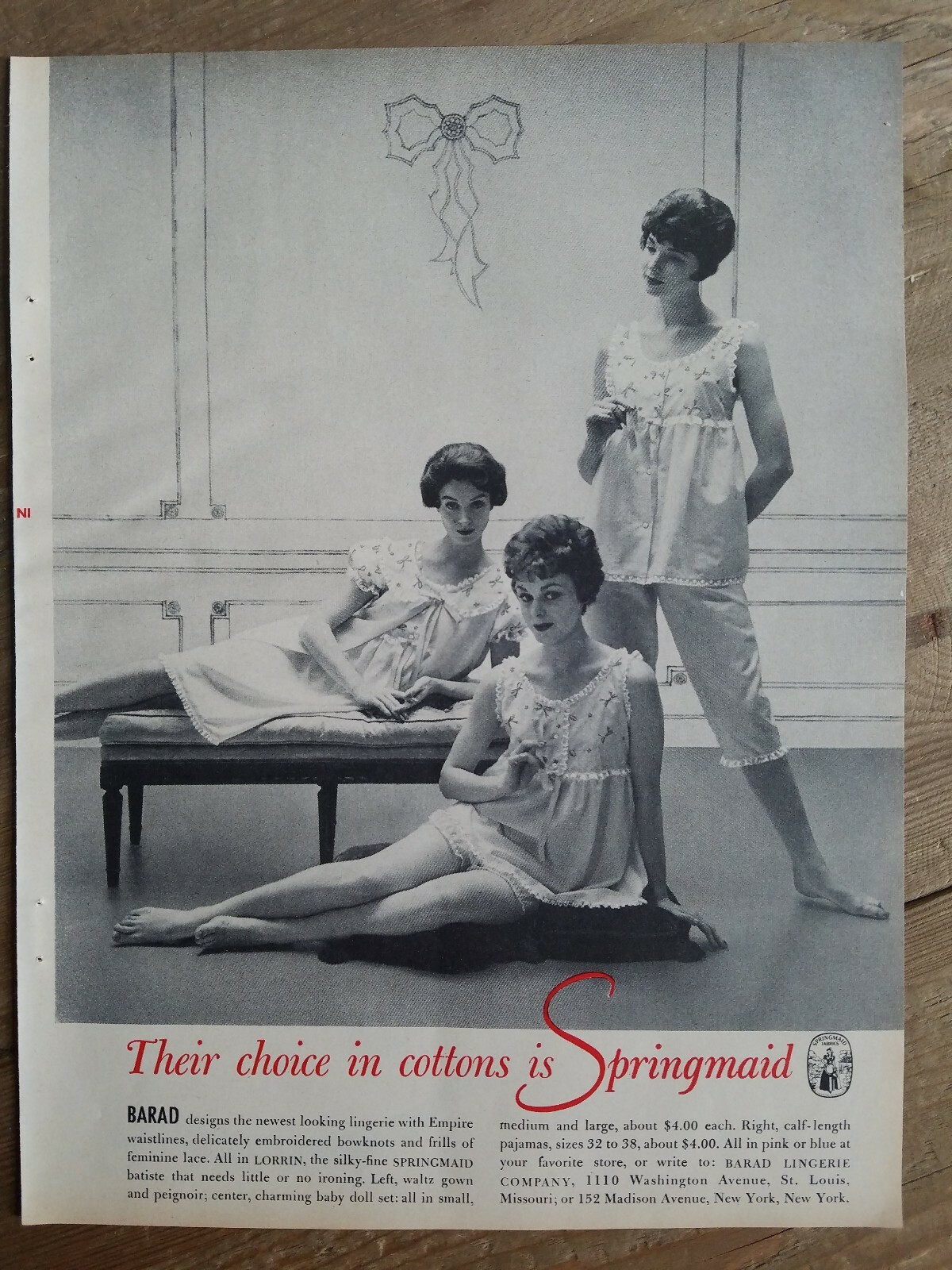 1958 women's Springmaid cotton Barad baby doll pajamas gown vintage ...