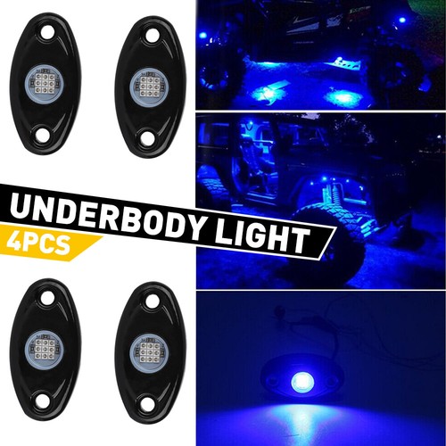 4 Pods Blue LED Rock Crawling Light Offroad Truck UTV ATV Underbody ...
