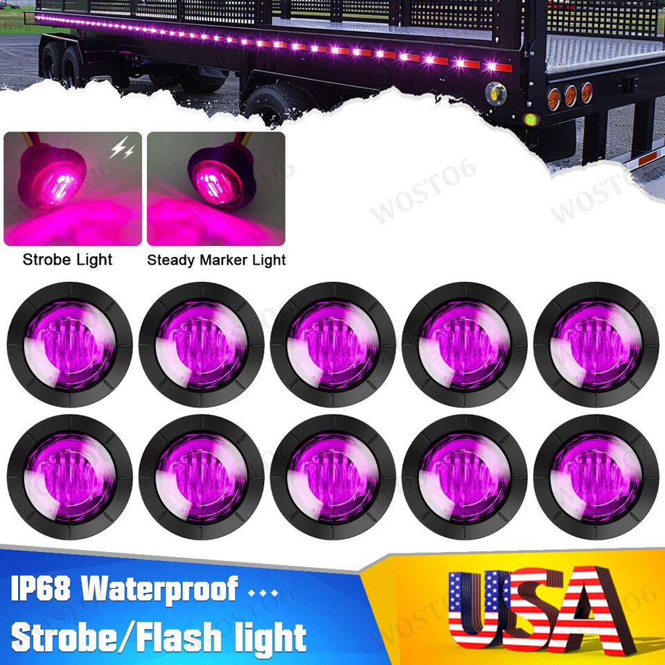 3/4"Marker Lights LED Strobe Truck Trailer Round Side Flash Bullet ...
