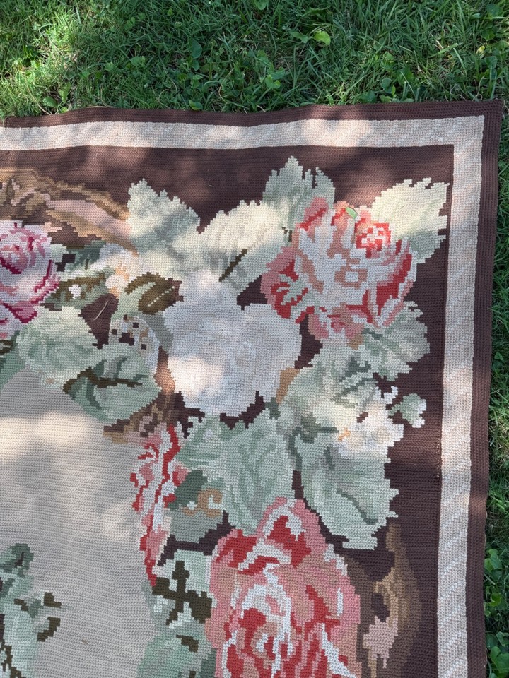 Vintage Handwoven Floral Needlepoint Rug Home Decoration Vintage Rug | eBay