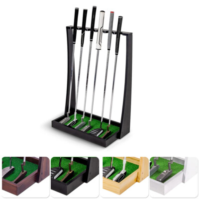 Premium Wooden Golf Putter Stand Floor Display Rack Holds 6 Club Golf ...