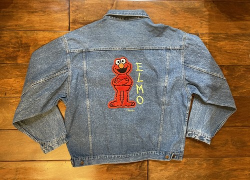 Sesame Street Elmo on Back Blue Denim Jacket Size XL Blitzz Studios ...