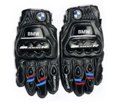 BMW BLACK RR NEW LEATHER RACING GLOVES ARMORED RIDING CE APPROVED FOR ...