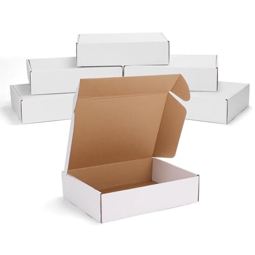White 12x9x3 Shipping Mailing Boxes Set of 6, Corrugated Cardboard ...