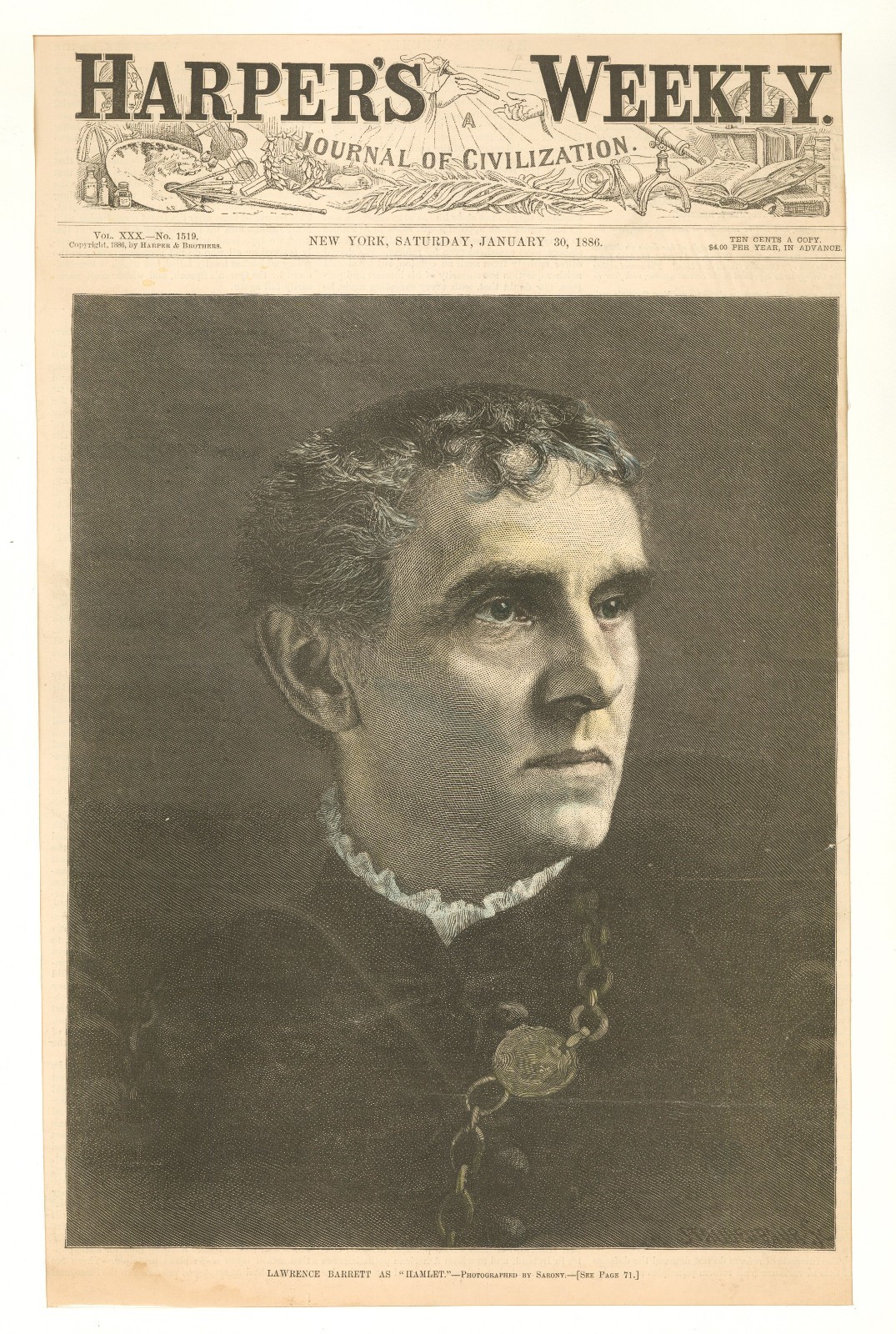 Harper's Weekly: "LAWRENCE BARRETT AS HAMLET" | eBay