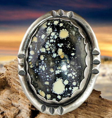 Navajo NEW LANDER Turquoise SPIDERWEB RING Sterling~SIGNED MM~ADJUST ...