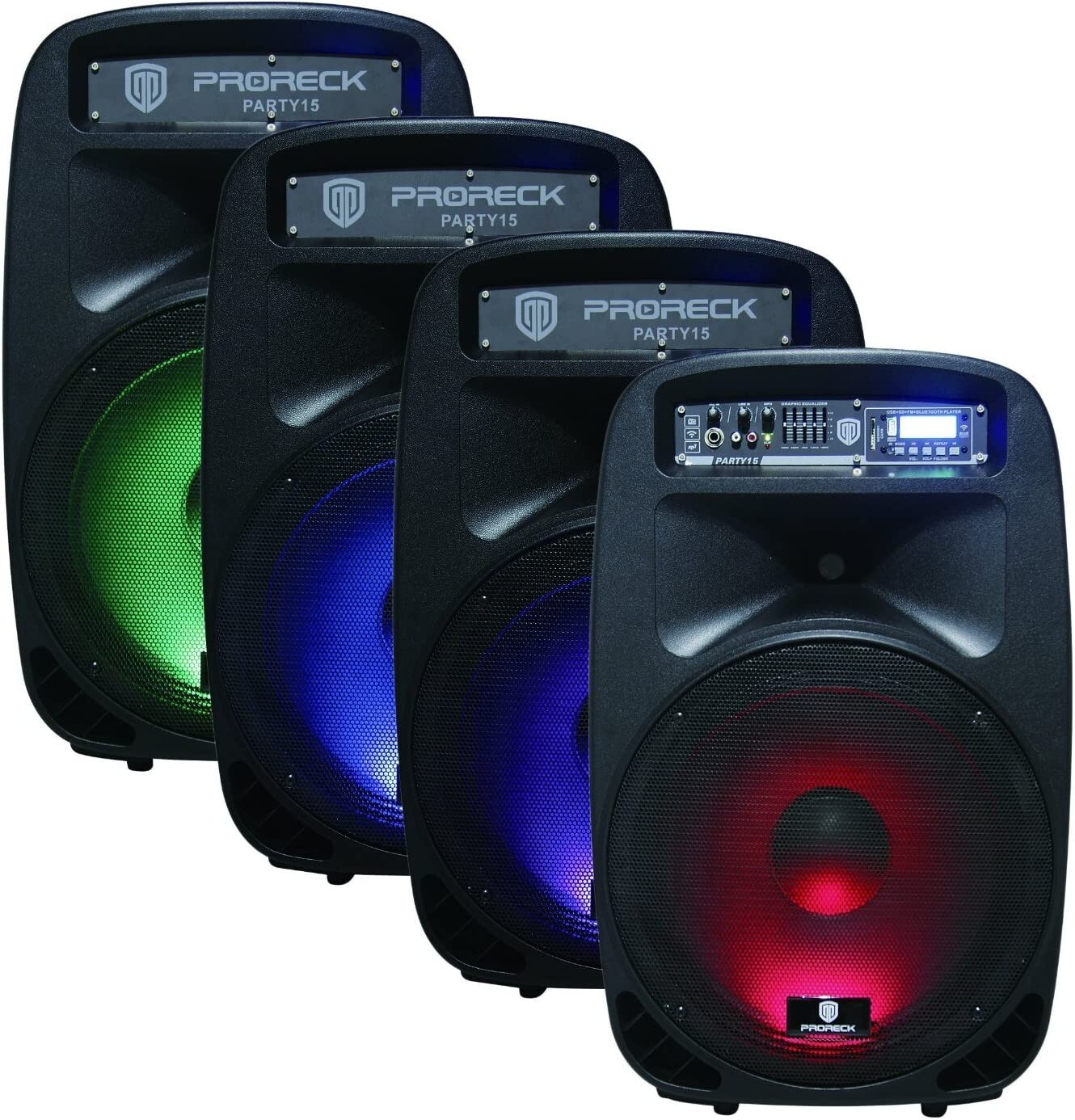PRORECK Party 15 Portable 15-Inch 2000 Watt 2-Way Powered PA Speaker ...