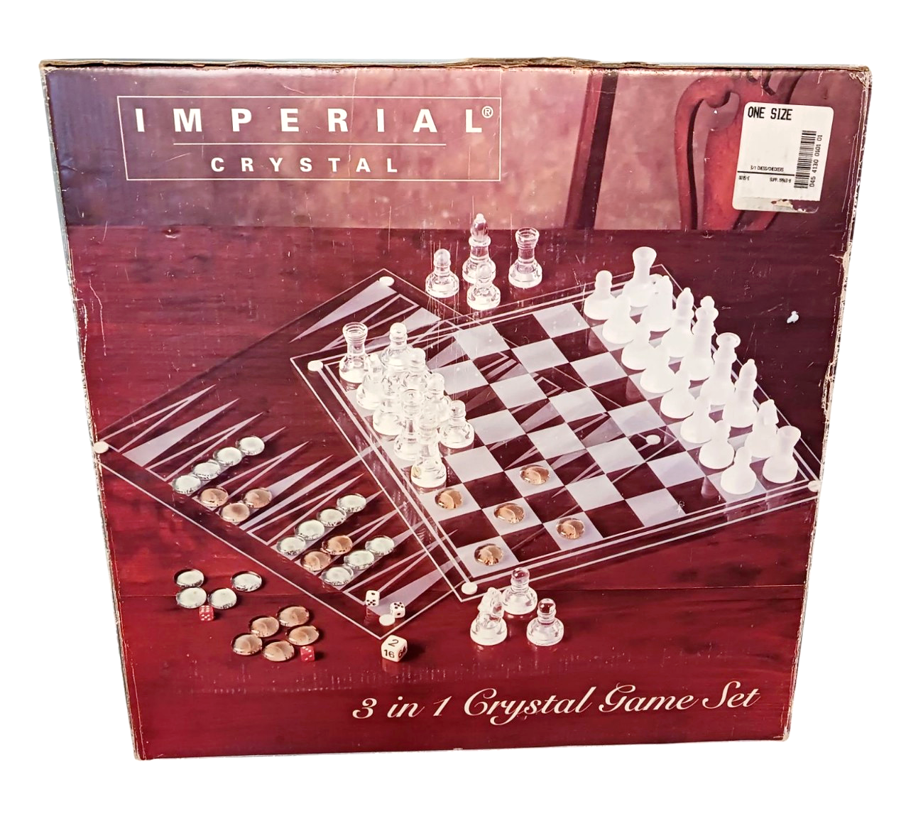 NEW Imperial Crystal Glass 3 in 1 Game Set Chess Checkers & Backgammon ...