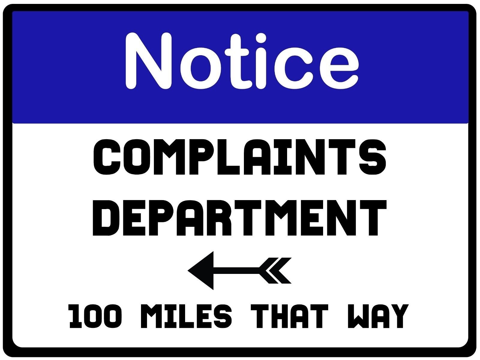 Complaints Department humorous Vintage Retro style Metal Sign, office ...
