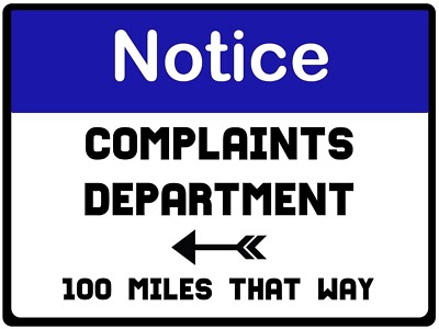 Complaints Department humorous Vintage Retro style Metal Sign, office ...