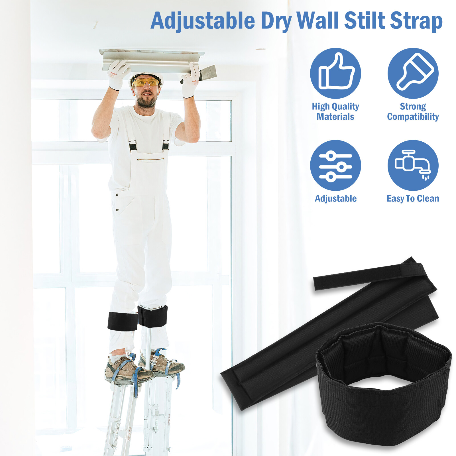 2Pcs Dry Wall Stilt Strap Nylon Drywall Stilt Leg Band Adjustable 4inch ...