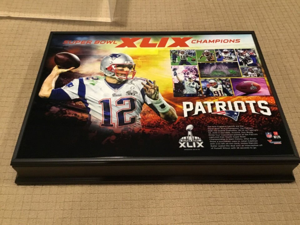 Tom Brady Patriots Super Bowl XLIX Champions Mahogany Football Display ...