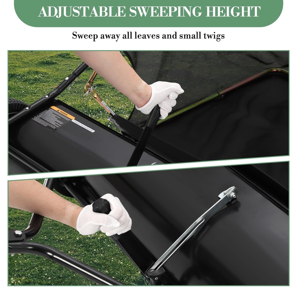 48" Tow Behind Lawn Sweeper Leaf Collector Sweeper for Lawn Grass ...