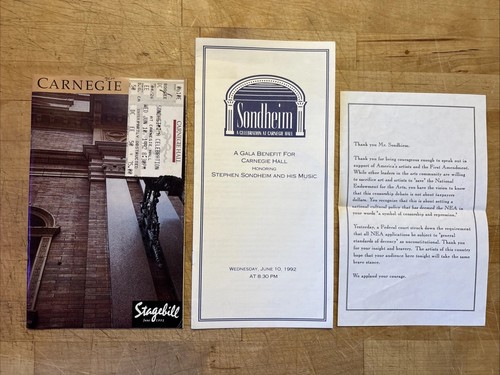 SONDHEIM: A CELEBRATION June 1992 Carnegie Hall GALA BENEFIT Playbill ...