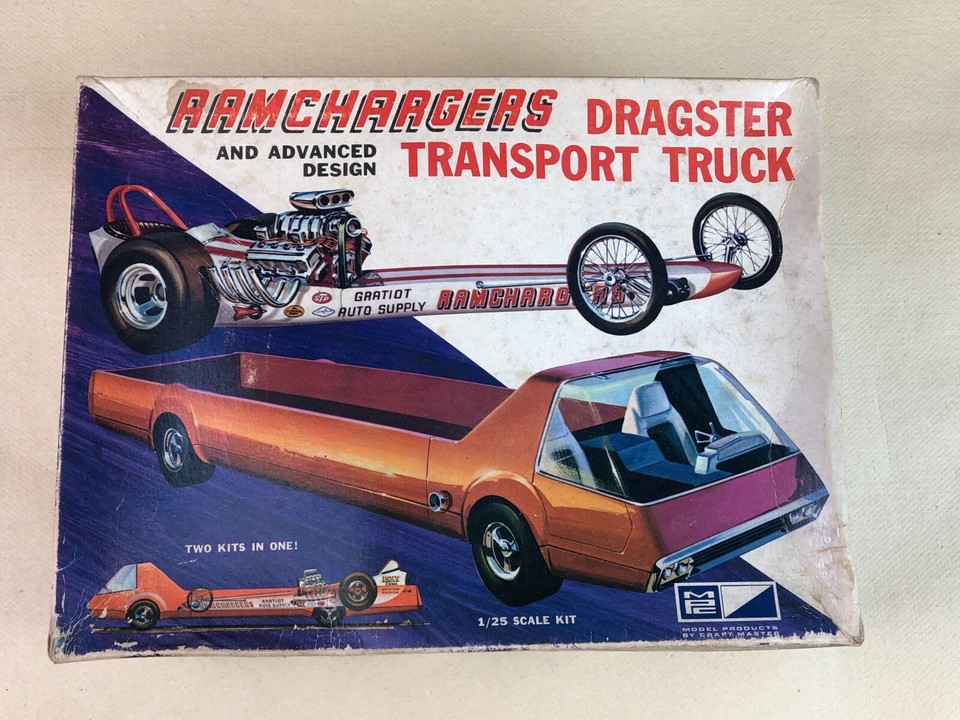 OPEN BOX MPC 1:25 Scale Model Kit RAMCHARGERS DRAGSTER TRANSPORT TRUCK ...