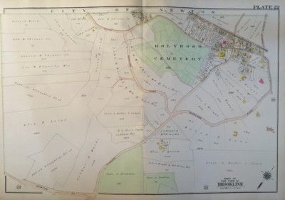 1907 BROOKLINE MA CHESTNUT HILL HOLYHOOD CEMETERY ATLAS MAP | eBay