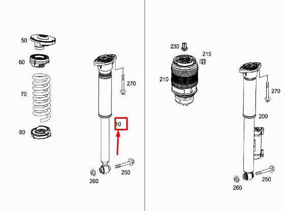 MERCEDES-BENZ C W205 REAR RIGHT SHOCK ABSORBER A2053208200 ORIGINAL for ...