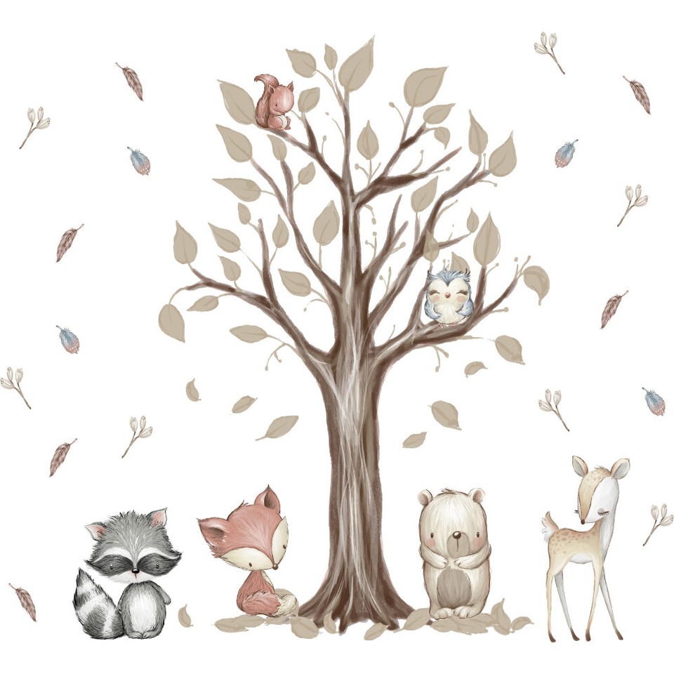 Forest Friends Autumn Tree Nursery Wall Sticker WS-51343 | eBay UK