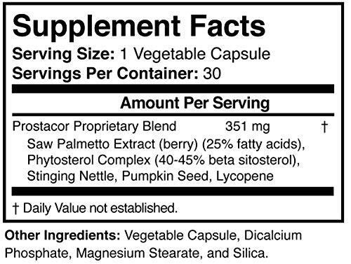 Prostacor Natural Prostate Support Dietary Supplement 30 Capsules for ...