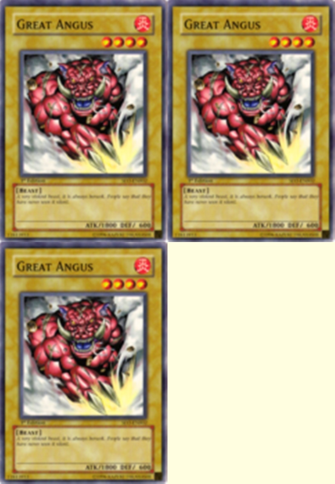 Great Angus SD3-EN002 1st X 3 Mint YUGIOH Cards Common | eBay