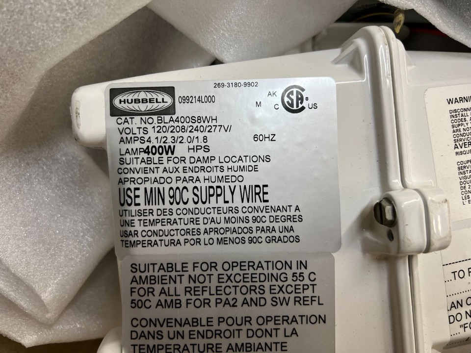 Hubbell BLA-400S8-WH Superbay Series Ballast Housing | eBay