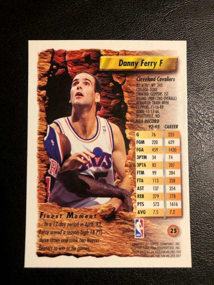 1993-94 Topps Finest DANNY FERRY #25 Cleveland Cavaliers @QI45 | eBay
