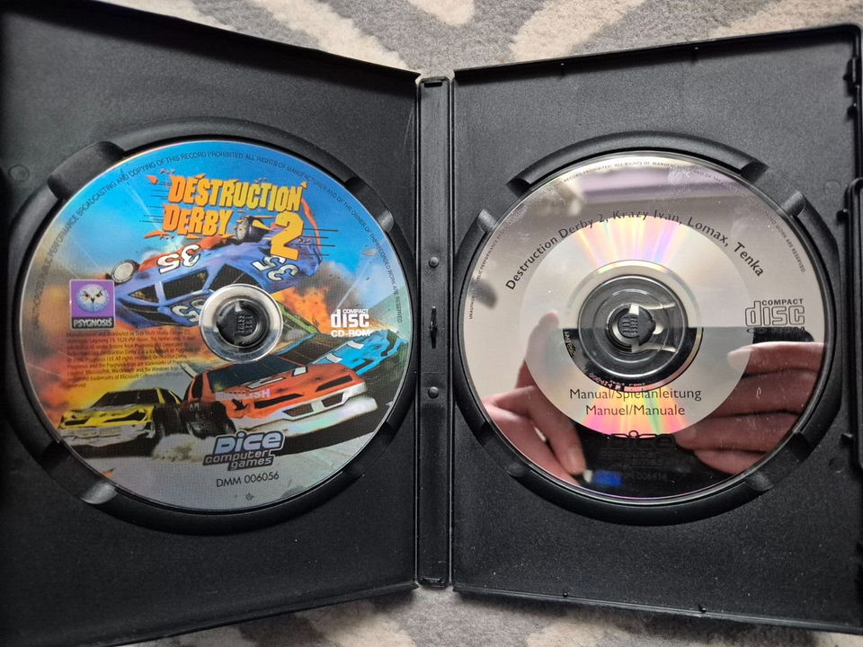 Destruction Derby 2 (PC CD-ROM, 2-DISC, 1996) Manual on Disc Excellent ...