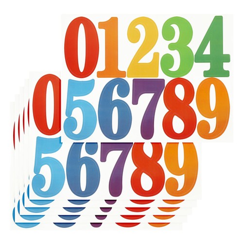 60 Pcs 6 Sheets Mailbox Numbers for Outside, 4 Inch Multicolor Number ...