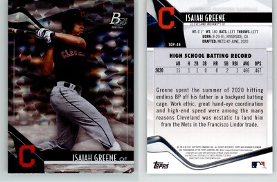 Isaiah Greene 2021 Bowman Platinum Top Prospects Ice Foil #TOP-49 ...