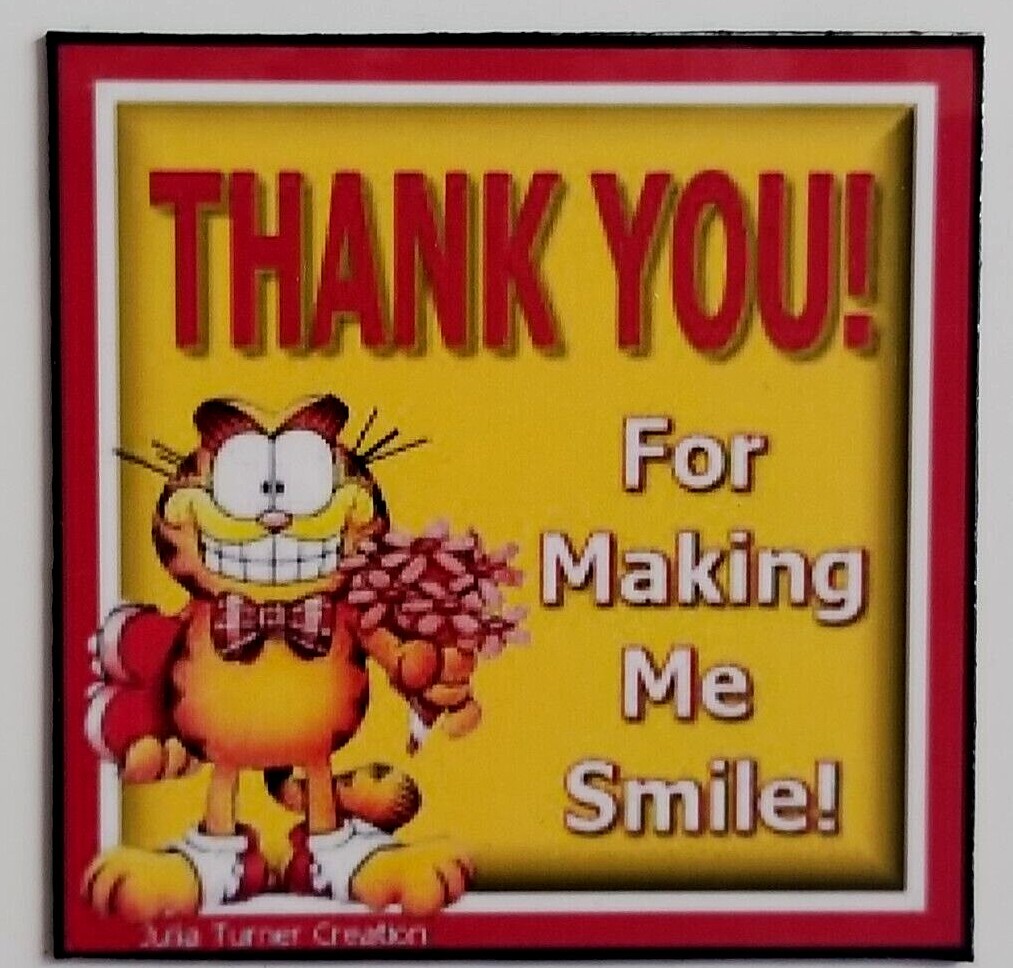 Garfield Thank You For Making Me Smile Flowers Funny Character MAGNET ...