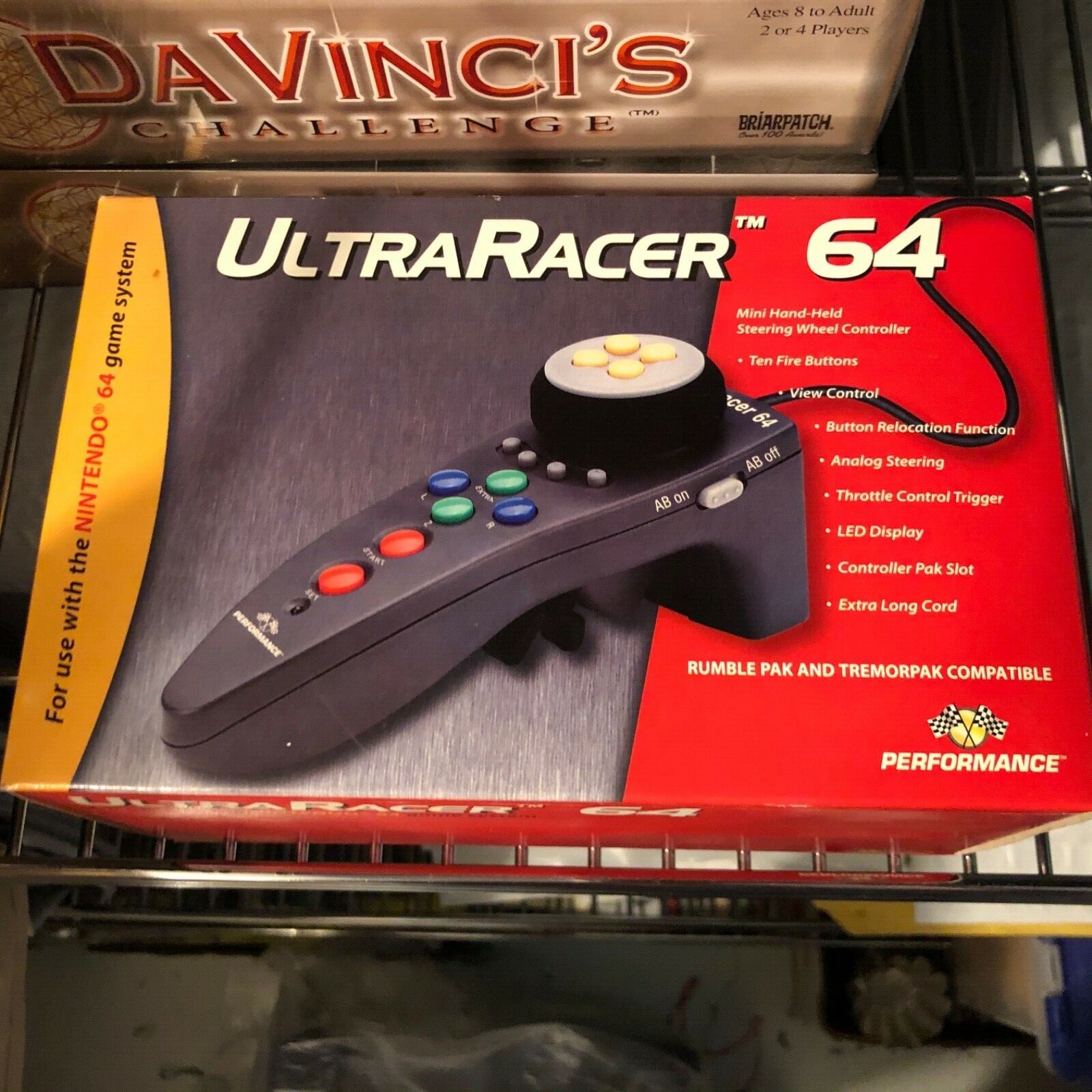 NIntendo 64 ULTRARACER 64 controller race rumble pack tremorpak gameNIP ...