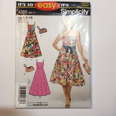 Simplicity 4265 Size 8-18 Misses' Miss Dress Bag | eBay