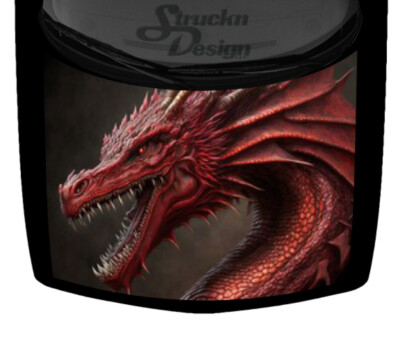 Red Big Angry Fierce Jagged Snarl Dragon Hood Wrap Vinyl Graphic Decal ...