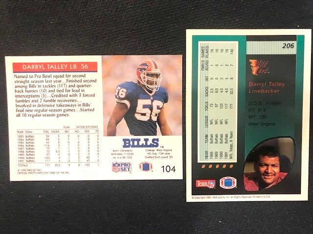 NFL - Darryl Talley 1992 Pro Set & 1992 Wild Card Football - Bills | eBay