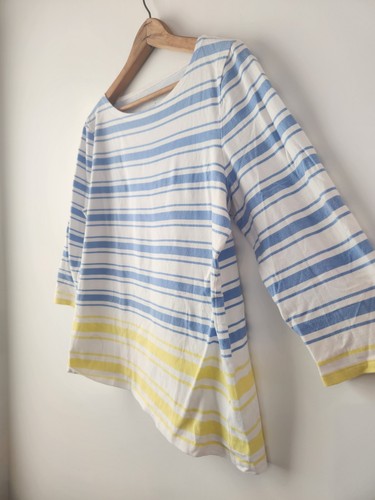 Sz M Talbots Stripe Cotton Jersey Knit Top Shirt Spring Colors 3/4 ...