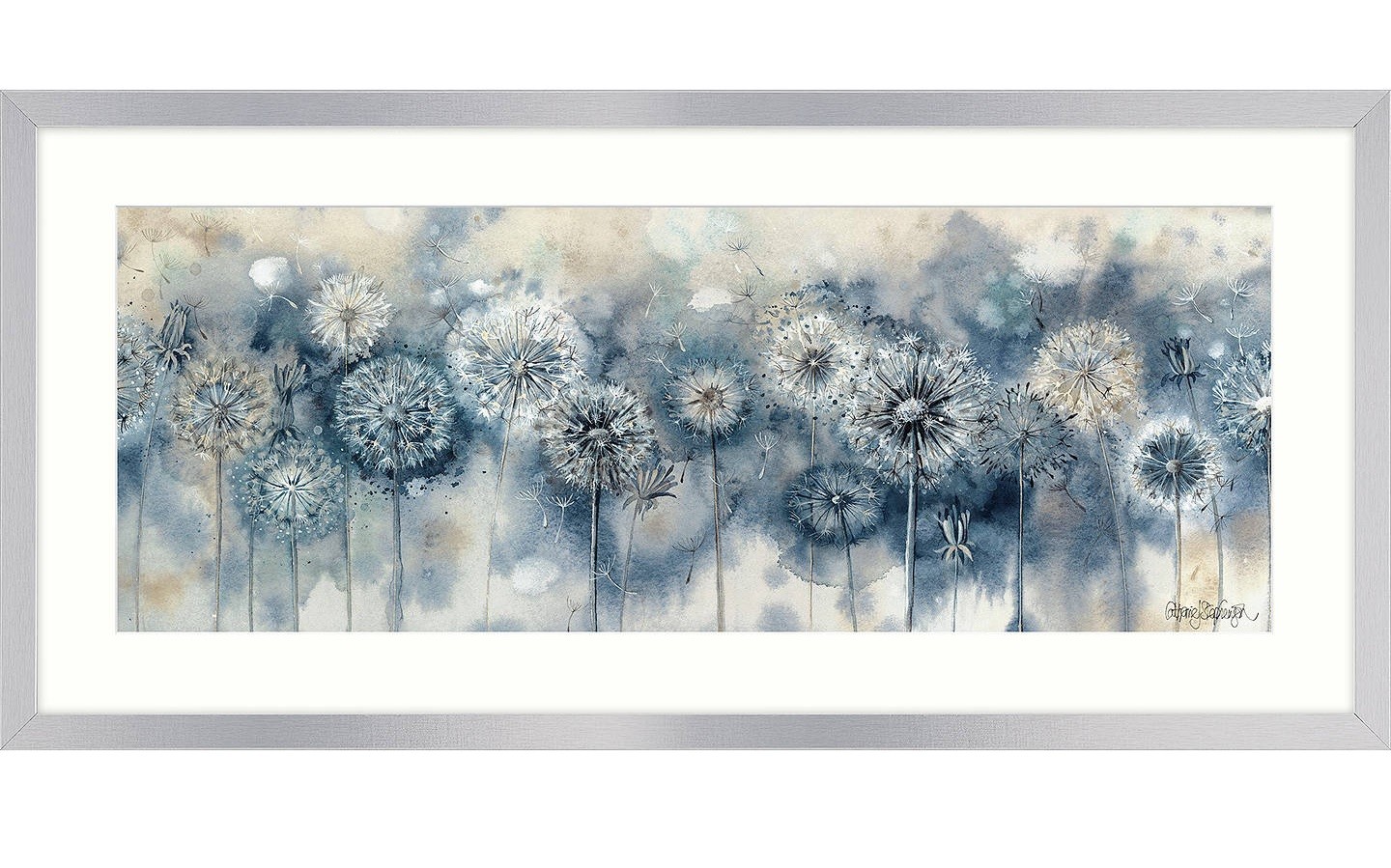 NEW John Lewis Catherine Stephenson Blue Dandelion Framed Print & Mount ...