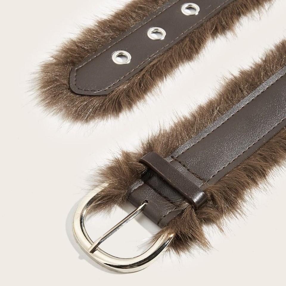 Wide Leather Fur Belt Western Style Y2K Waistband Plush Belt Spicy Girl ...