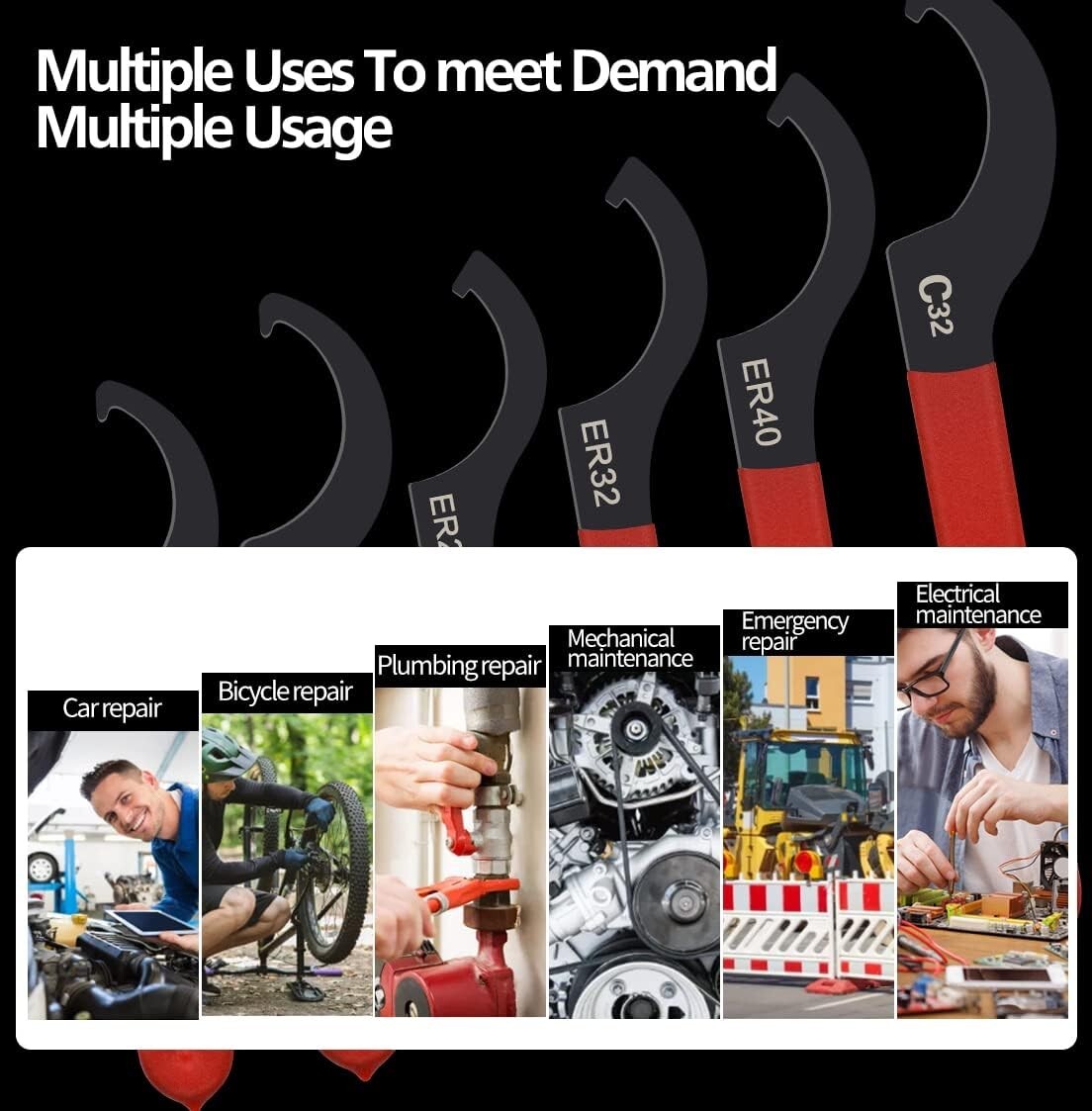 6pcs Coilover Spanner Wrench Set Coilover Wrench C-Shape Spanner Wrench ...