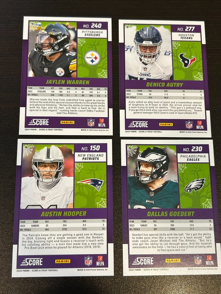 Panini Score-A-Treat Cards - D. Autry Dallas Goedert Jaylen Warren ...