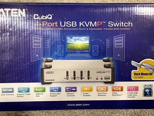 Aten CubiQ 4-Port USB KVMP Switch, Model CS1734B | eBay