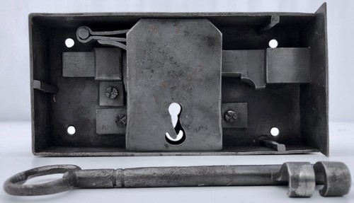 1700s French Hand-Wrought Iron Box Shaped Lock with It's Forged Key ...