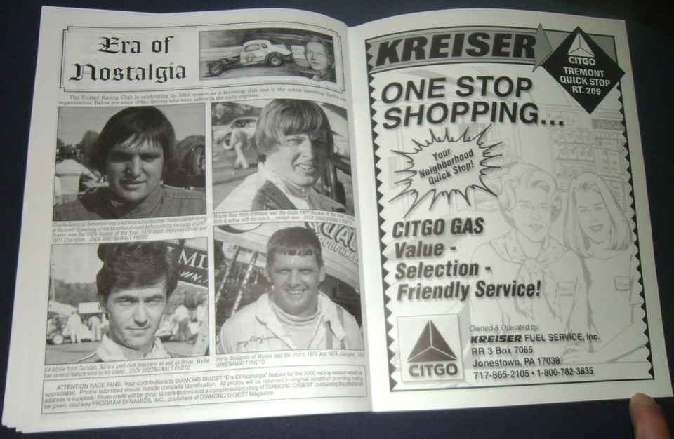 2000 Big Diamond Raceway Program Jeff Strunk Danny Massey Brian Seidel ...