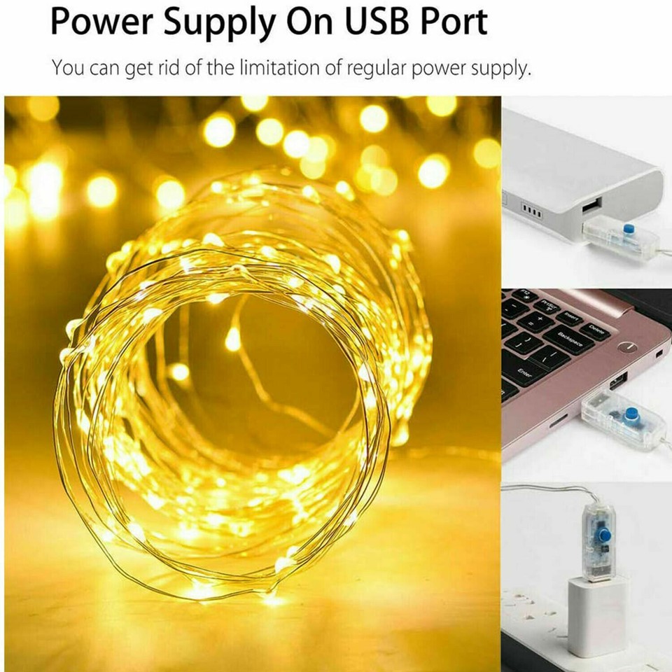 300 LED Curtain Fairy Lights USB String Light With Remote Xmas Party ...