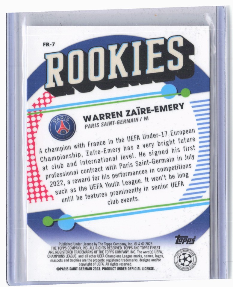 2022-23 Finest UEFA Club Competitions #FR-7 Warren Zaïre-Emery Finest ...