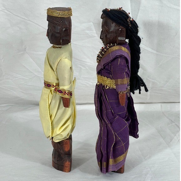 Hand Carved Wooden Folk Art Couple South Indian Inspired Marapachi ...