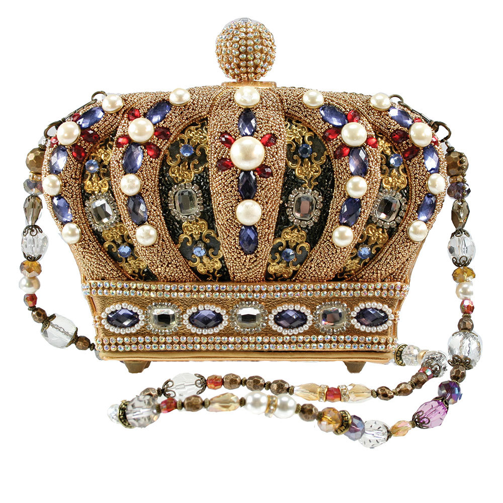 Mary Frances Queendom Crown Queen Gold Evening Bag Purple Bead Handbag ...