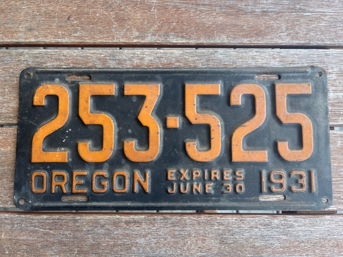1931 Oregon License Plate 253 525 | eBay